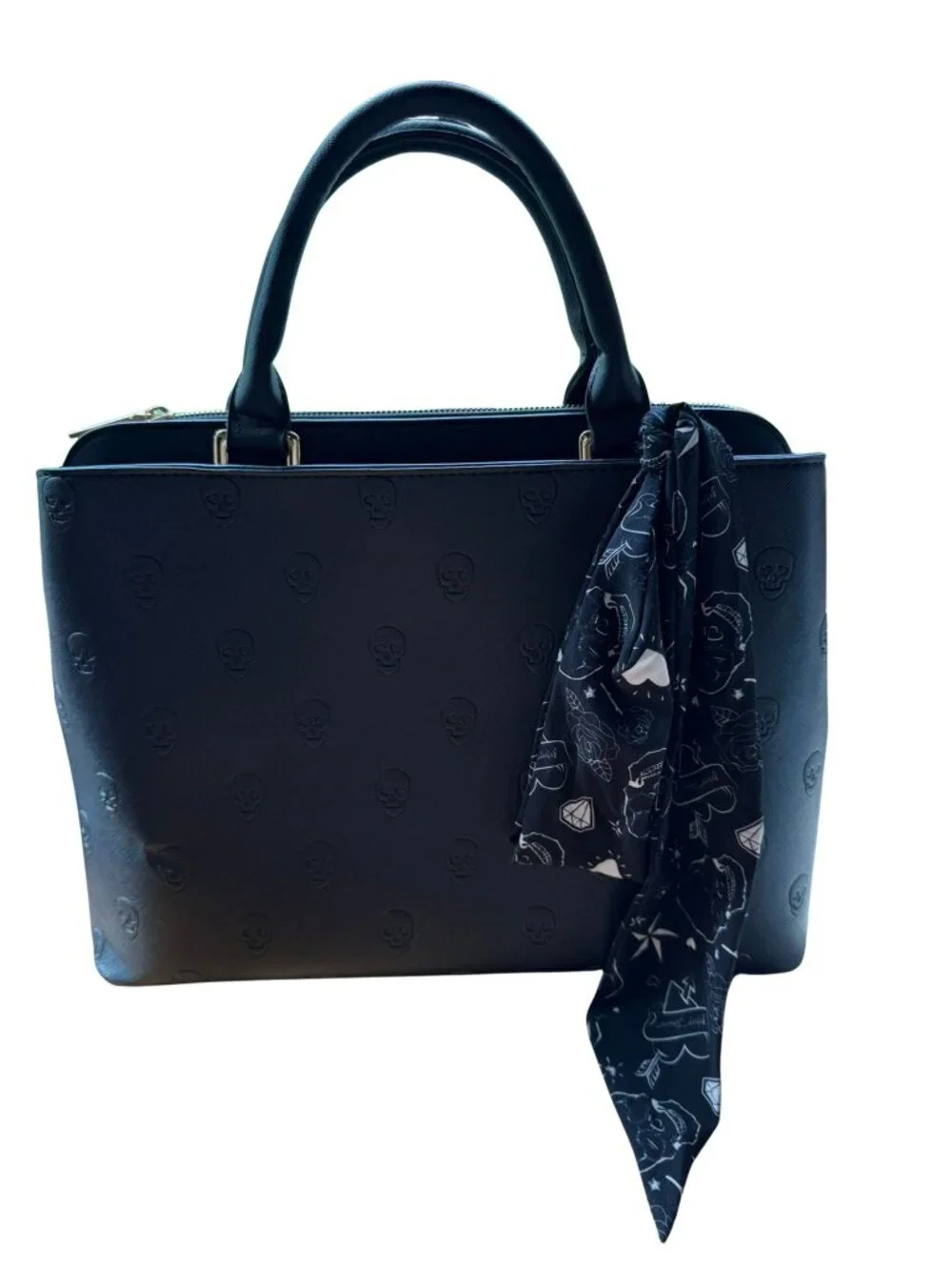 Betsey Johnson | Bags | Betsey Johnson Skull Embossed Tote Bag Black ...